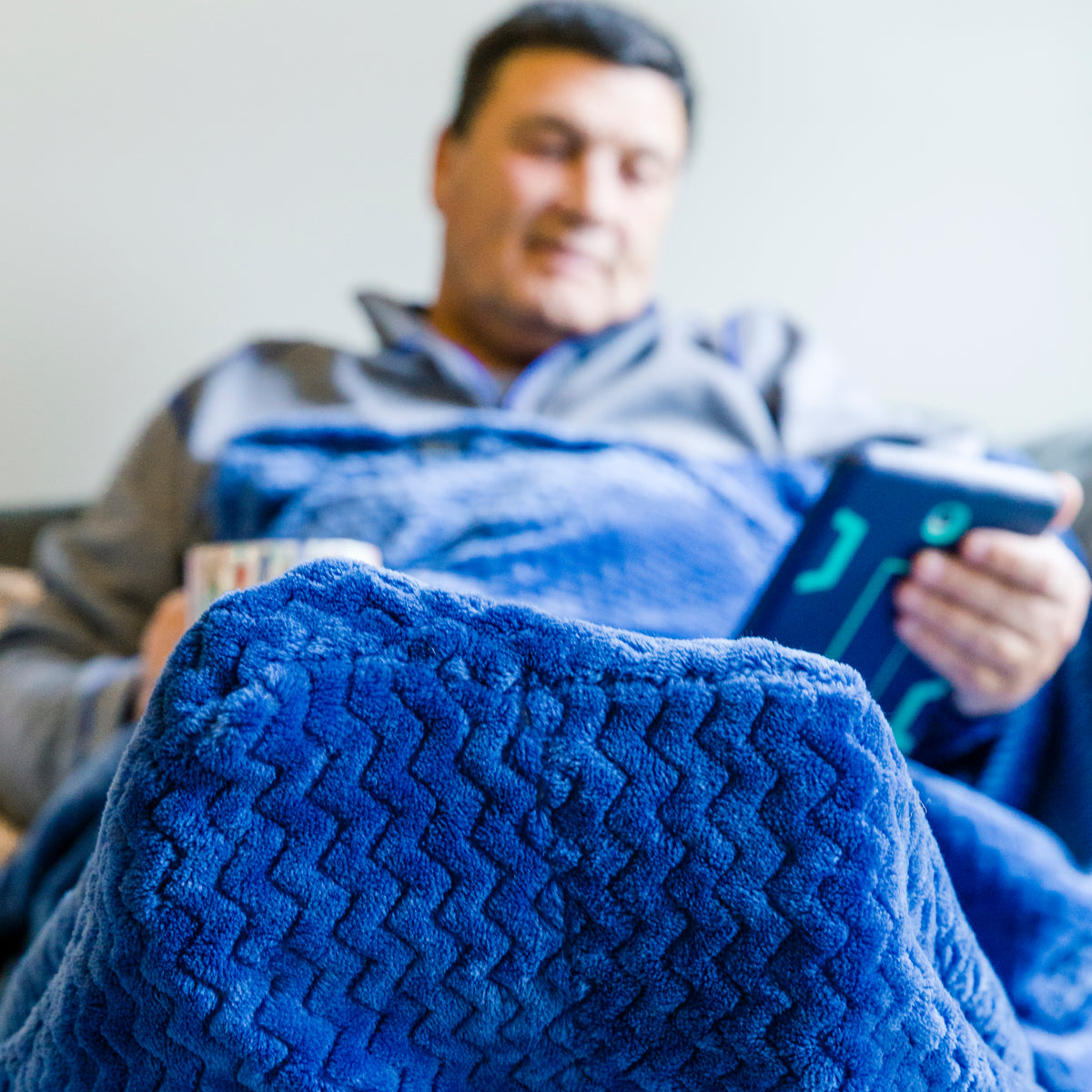 Blue Fleece Foot Pocket Blanket & Gorgeous Throw - PediPocket