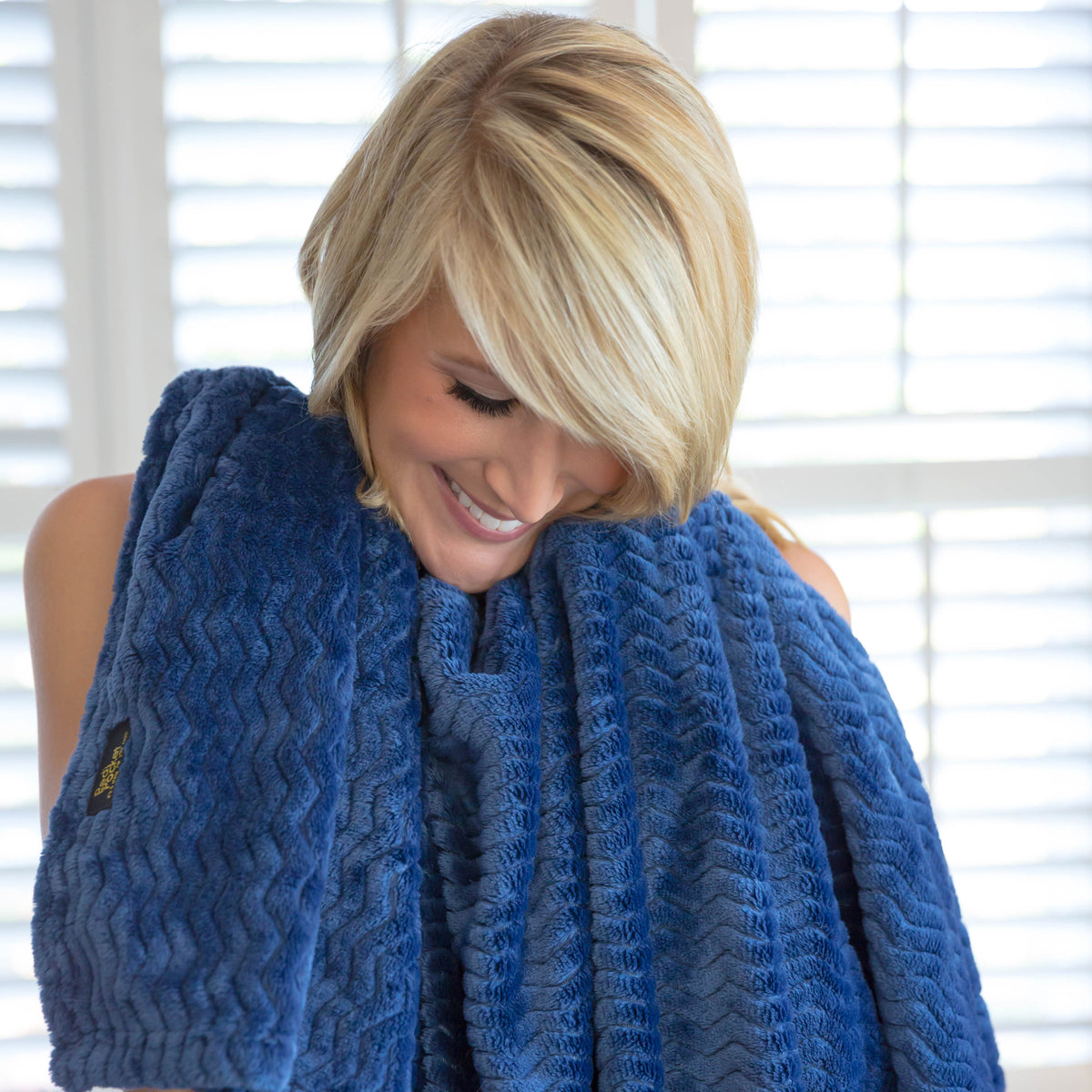 Navy Blue Fleece Foot Pocket Blanket & Gorgeous Throw - PediPocket